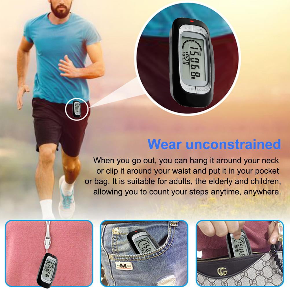 Ymiko Walking Pedometer Calorie Counter Walking 3d Pedometer With Clip Accurate Step Counter For Fitness Walking Distance Miles/Km Calorie Counter