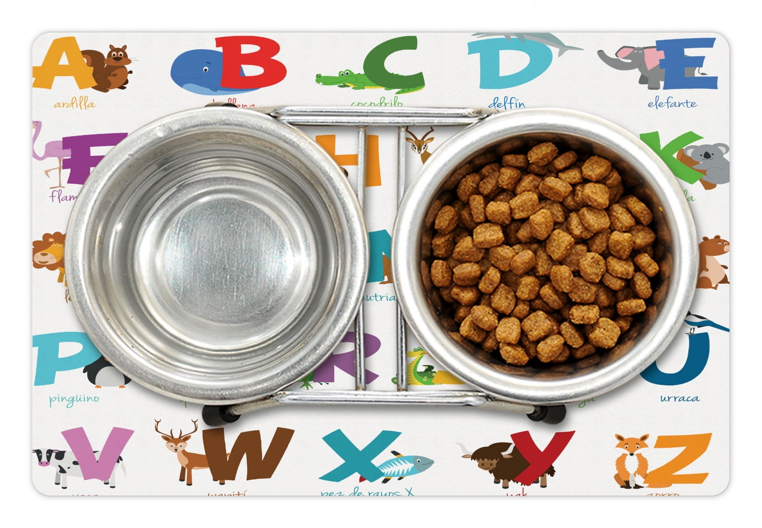 Alphabet Pet Mat for Food and Water, ABC Letters for Animal Names ...