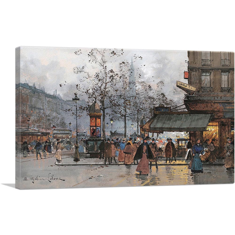 ARTCANVAS Animated Boulevard In Paris 1902 Canvas Art Print by Eugene ...