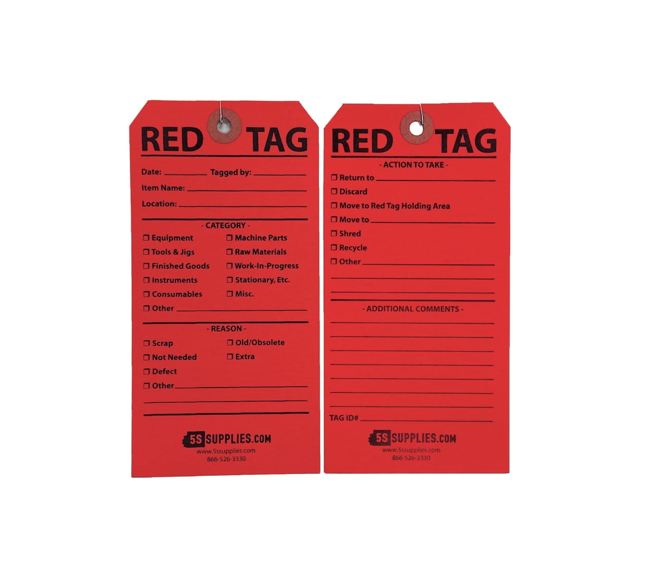 5S Red Tags (Wired) 50 Pack - Walmart.com