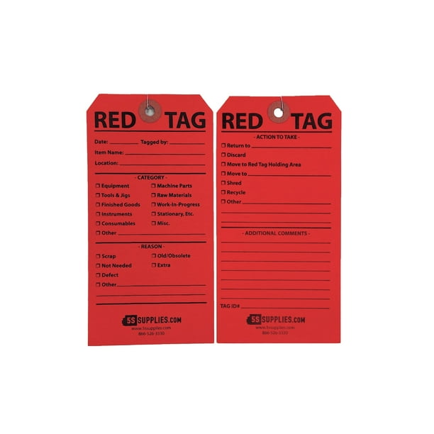 5S Red Tags (Wired) 50 Pack - Walmart.com - Walmart.com