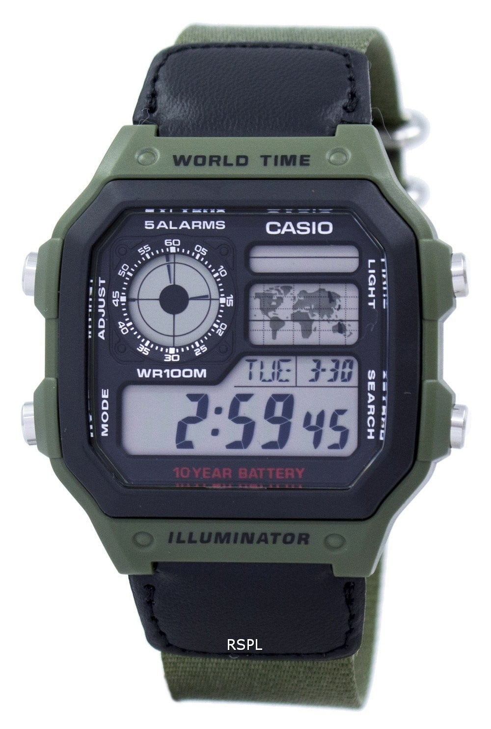 Casio World Time Alarm Digital AE-1200WHB-3BV AE1200WHB-3BV Men's Watch ...