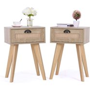 VECELO Modern Bedside Night Stands, Set of 2 with Drawer, Mid-Century Side End Table, Stable ...