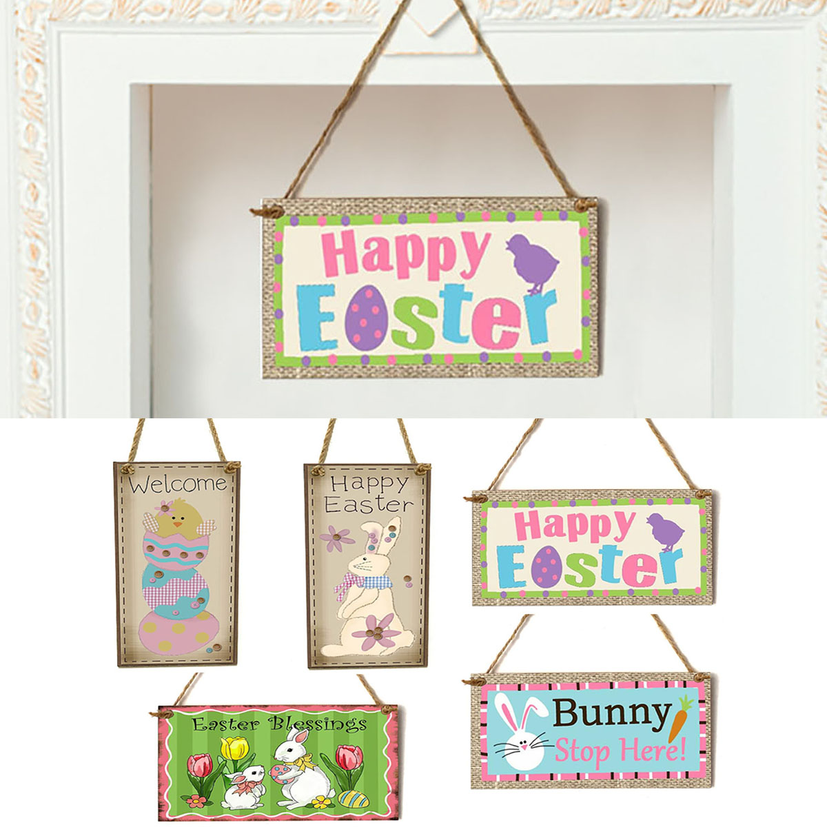 Travelwant Easter Wooden Painted Signs, Painted Rectangular Wooden Sign ...