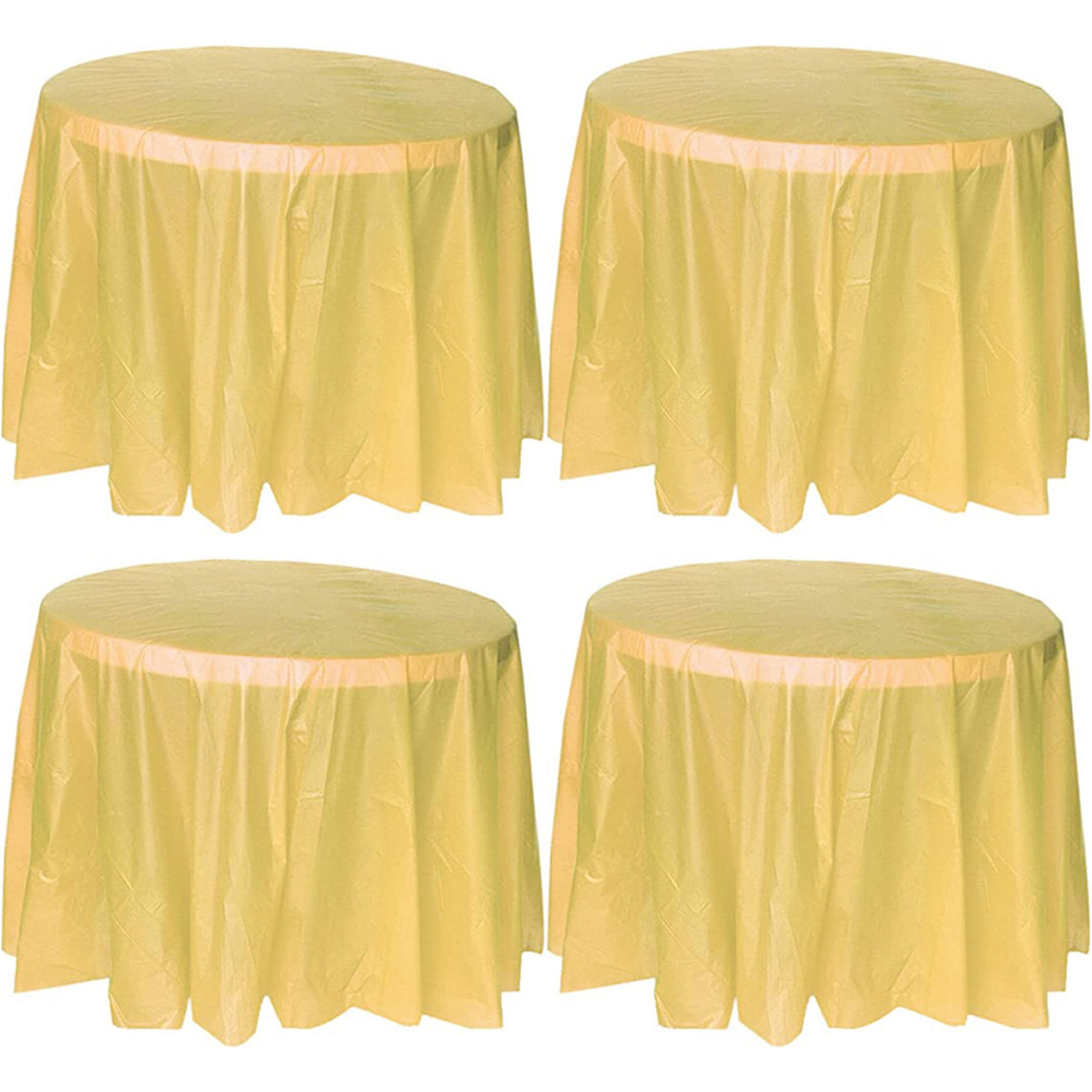 4 Pack of Round Disposable Plastic 84 Inch Tablecloths Party Wedding ...