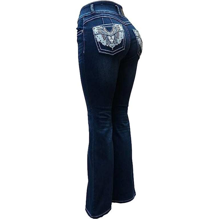 H&Y Women's 70s Trendy Sexy Rhinestone Studded Flare Fitted H&Y Women's 70s Trendy Sexy Rhinestone Studded Flare Fitted