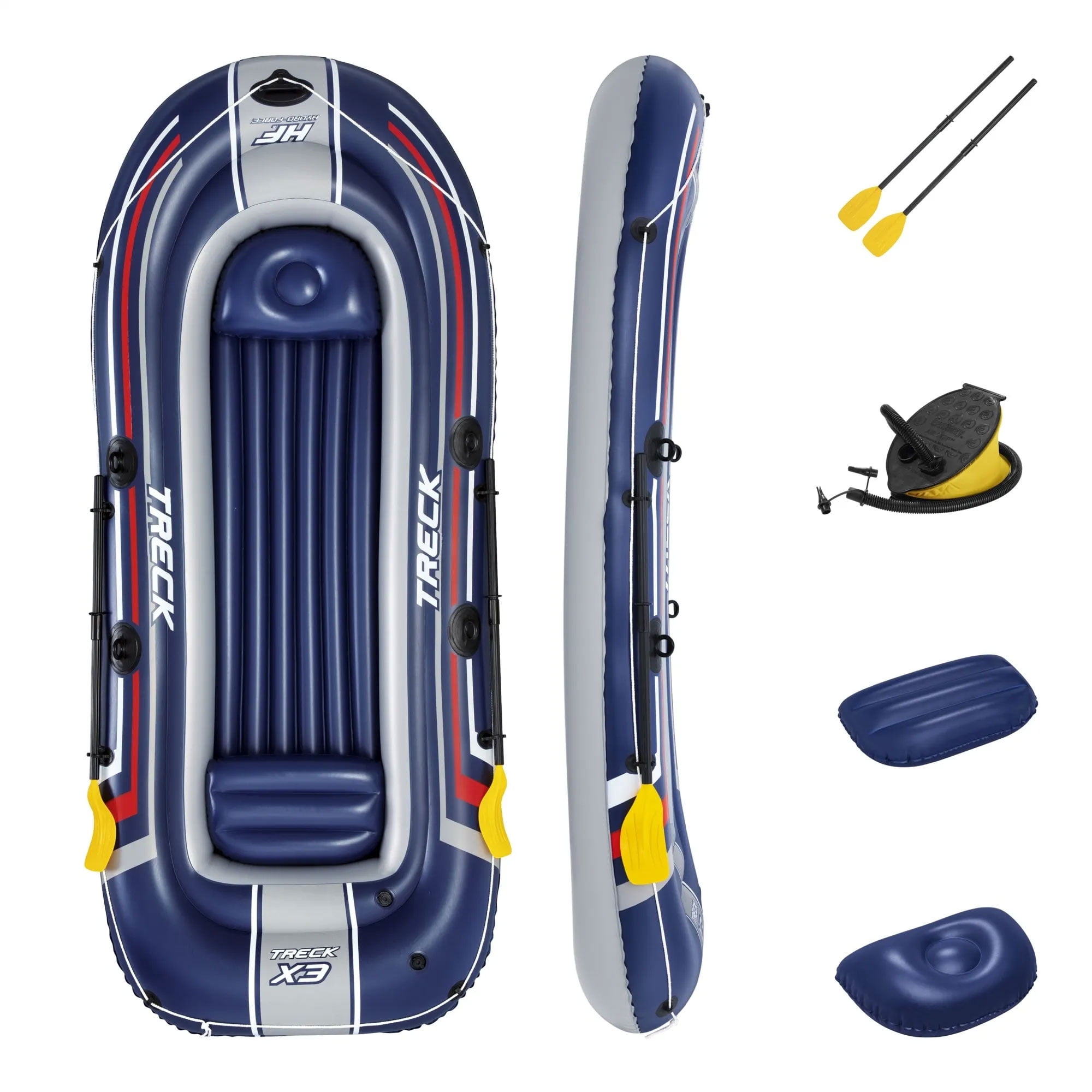 Bestway Hydro-Force Treck X3 Inflatable 3 Person Water Raft Boat Set ...