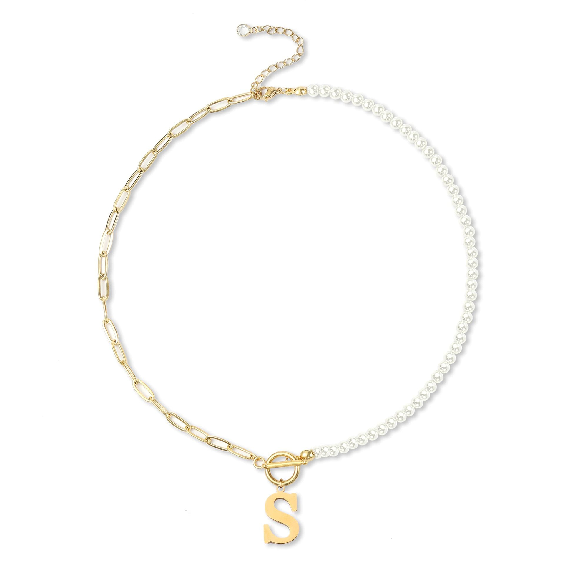 Collar de perlas de 26 palabras, clip de papel de moda simple, collar ...