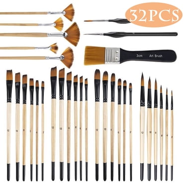 2Set/24pcs Pearl White Angled Paintbrush Set ,Angular Paint Brushes ...