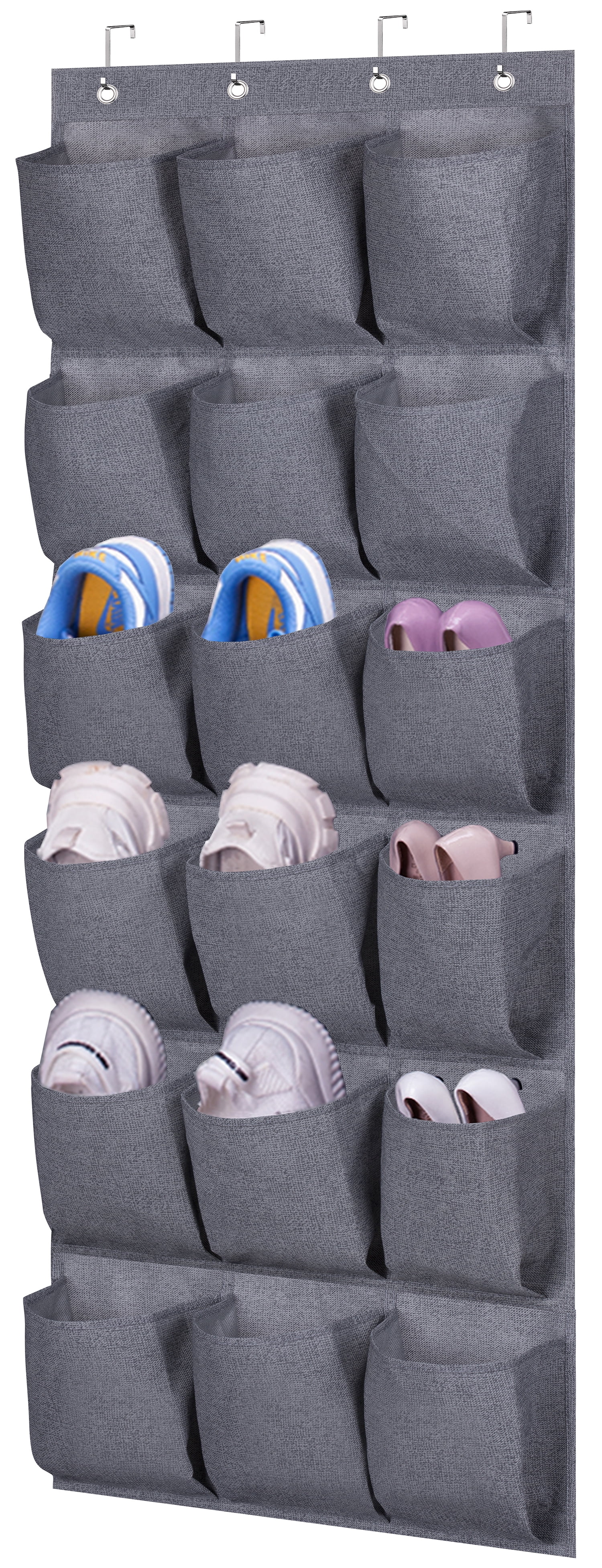 MISSLO Extra Large Shoe Organizer 18 Cloth Pockets Over the Door Shoe ...