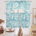 Aquatic Fronds Swag Curtains Valance and Tier Set, Turquoise Teal Leaf ...