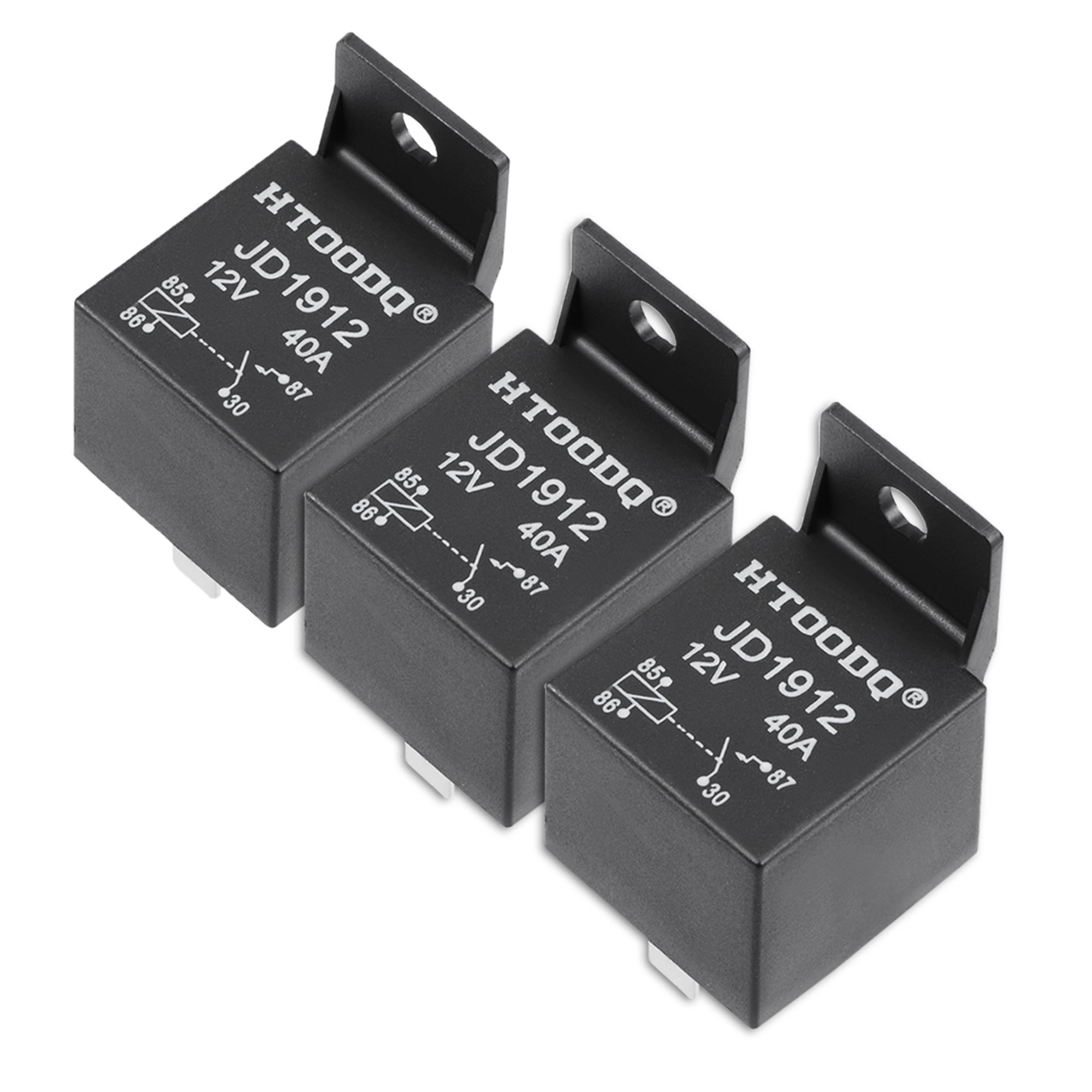 3 Pcs JD1912 DC12V Coil 40A 4Pin Automotive Electromagnetic Relay Black ...
