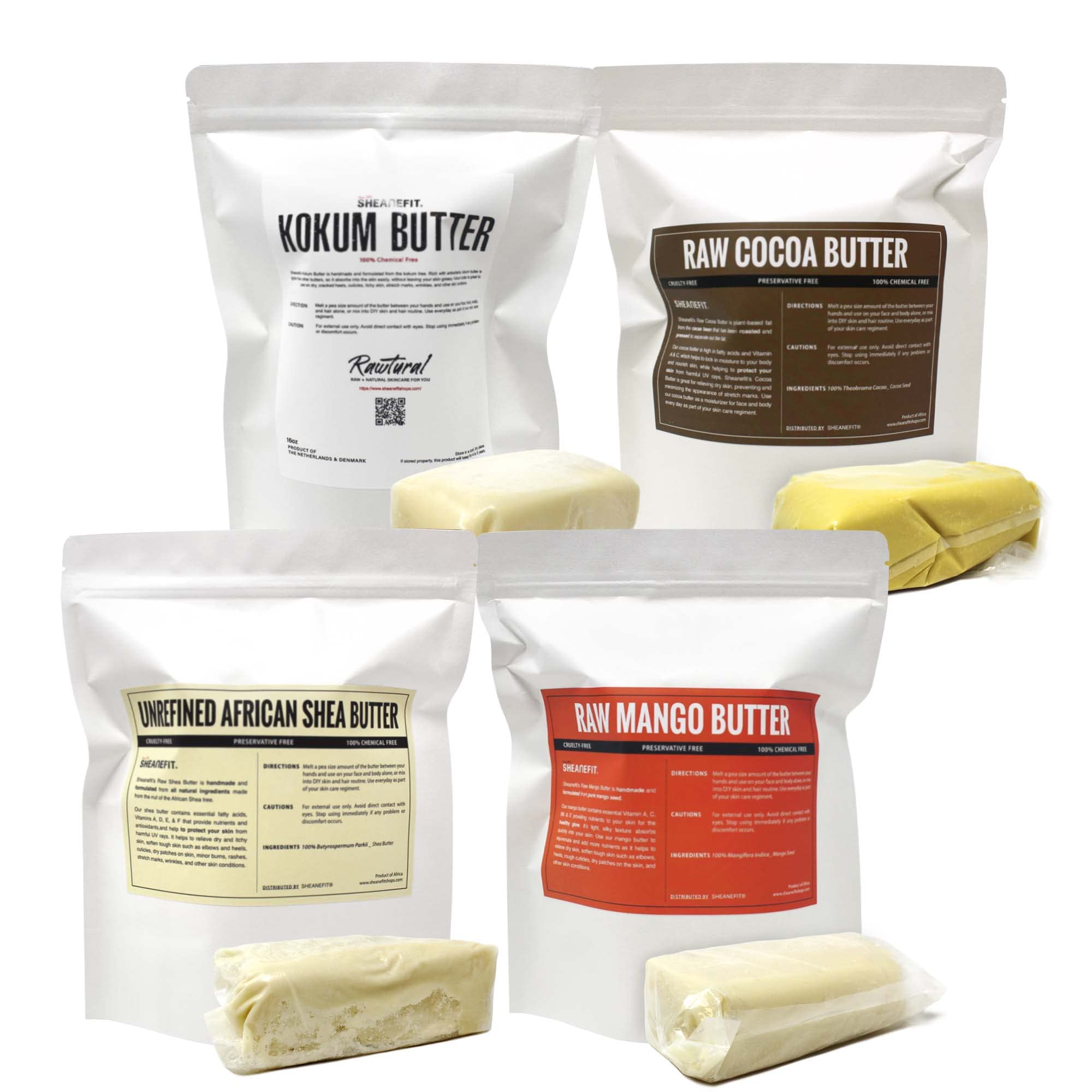Sheanefit Essential Butter Bar Set - 1LB of Ivory Shea Butter, Cocoa ...