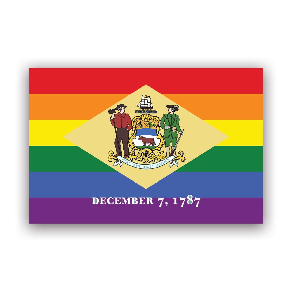 Rainbow Delaware Gay Pride Flag Sticker Decal - Self Adhesive Vinyl ...