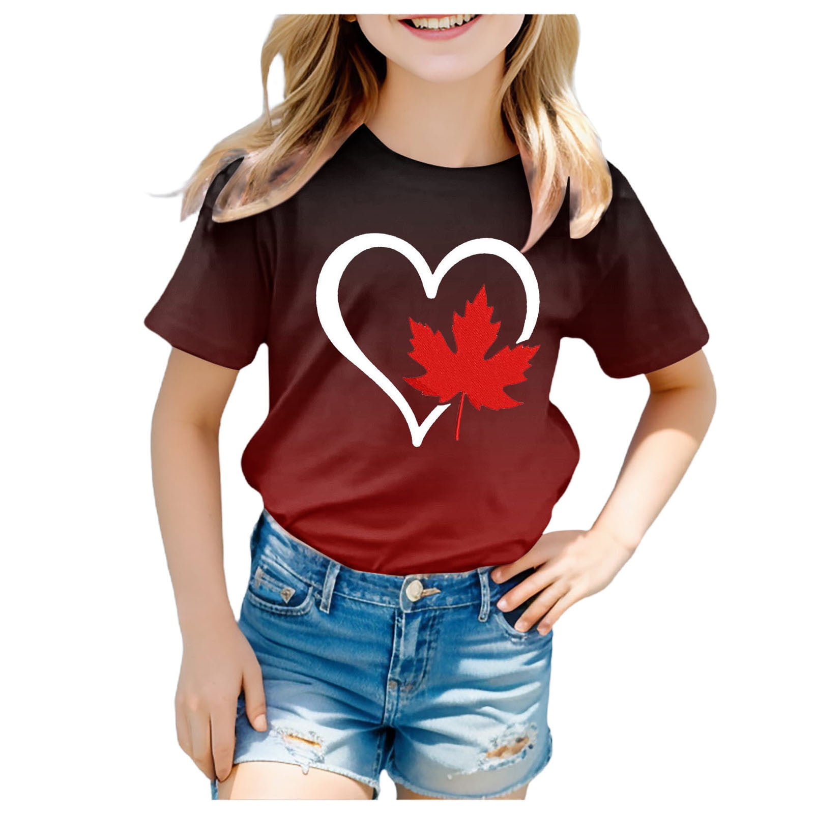 Click here for Gdreda Canada Tshirt Flag Print Girls Short Sleeve... prices