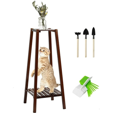 Bamboo 2 Tier Plant Stand Rack Tall Plant Bench Multiple Flower Pot ...