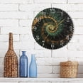 10" Artistic Round Wall Decorative Desk Clock Dark Green Spiral Artwork ...