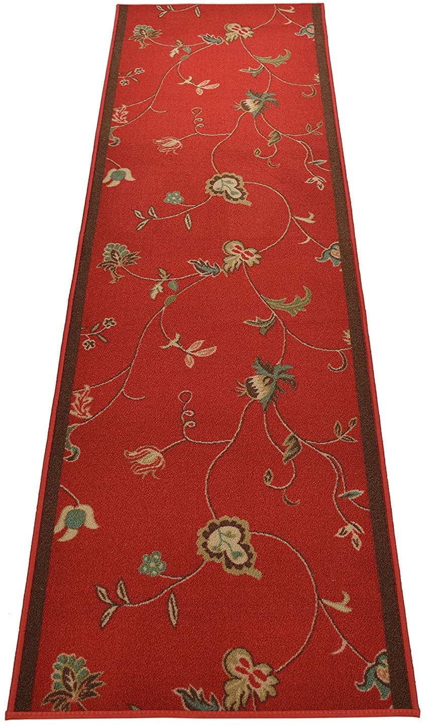Custom Size Runner Rug Floral Red Design Customize Red Rug Runner 26 ...