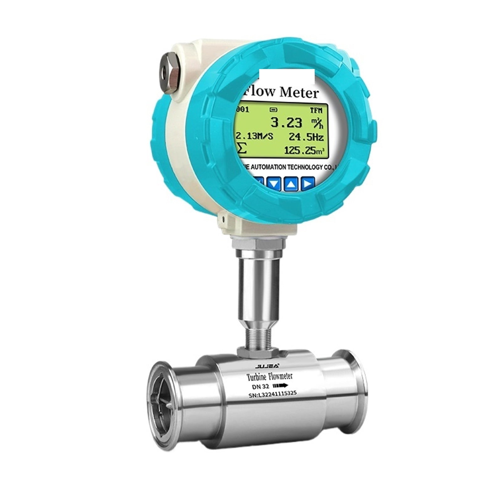Turbine Flow Meter Clamp 1 2 Inches 4-20mA Pulse Modbus Diesel Oil ...