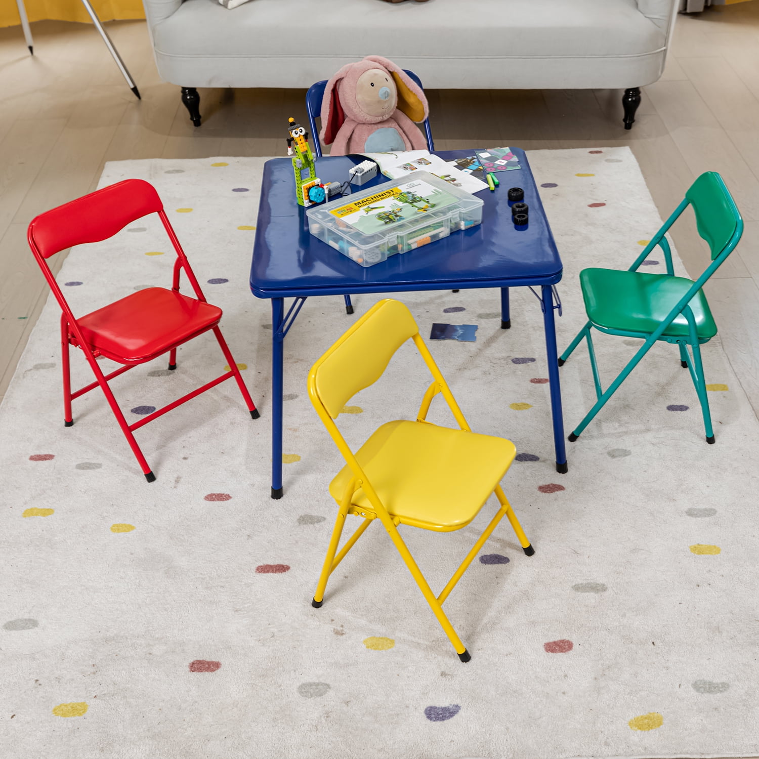 Homy Casa 5-piece Folding Kids Table and Chair Set with PVC Top and ...
