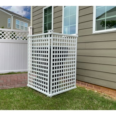 MyGift Garden Lattice Privacy Screen White Washed Wood Trellis Folding ...