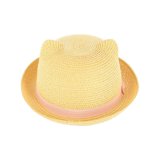 CTM Girl's Smiling Kitty Face Straw Sun Hat - Walmart.com