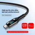 USB to USB C PD 65W 5A Charging Cable Cord 480Mbps LED Display USB Data ...
