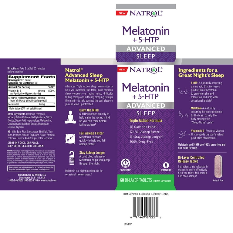 Natrol Melatonin Advanced Sleep Max Strength--60 Tablets-10, 41% OFF
