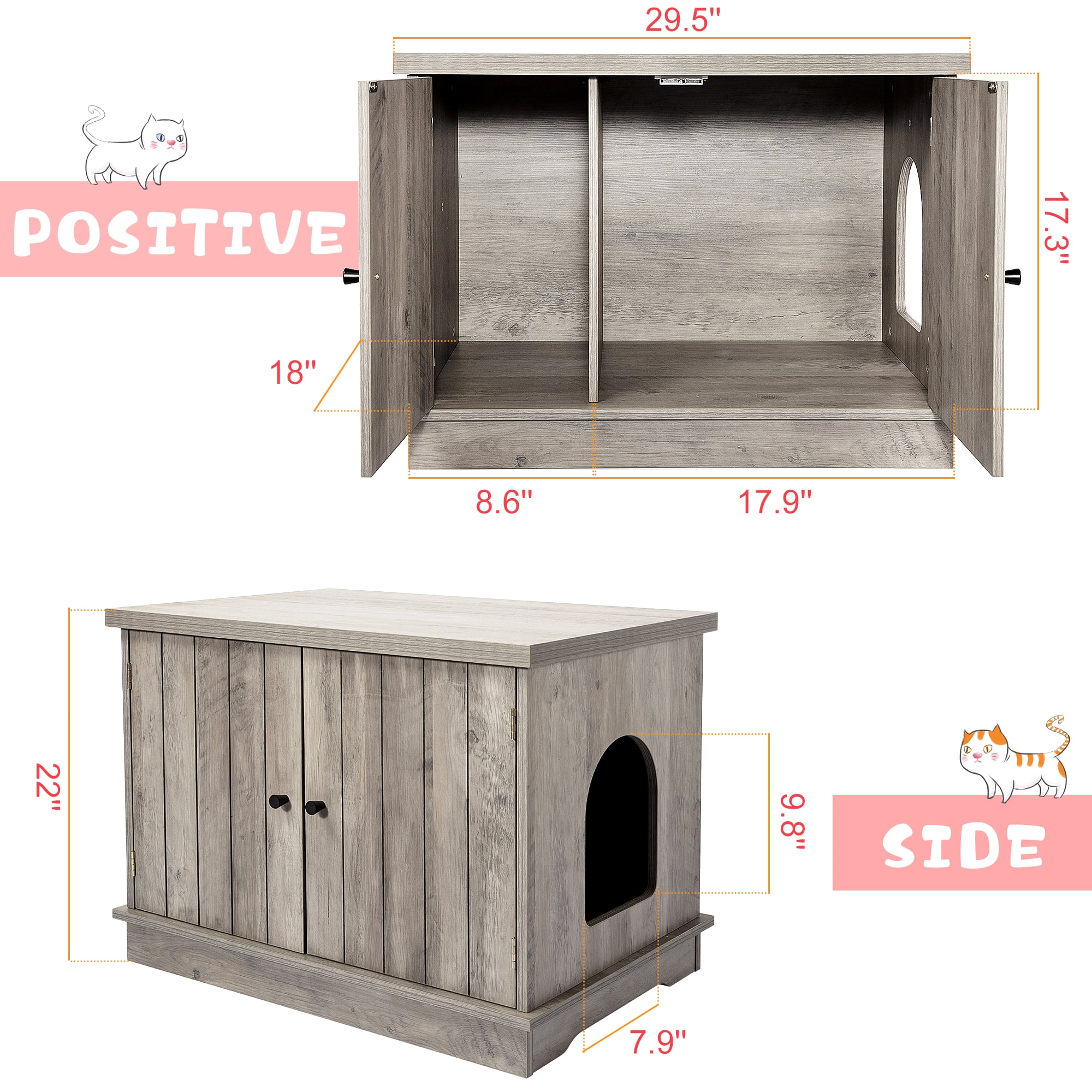 EastVita Cat Litter Box Enclosure, Litter Box Bench for Cleaning ...