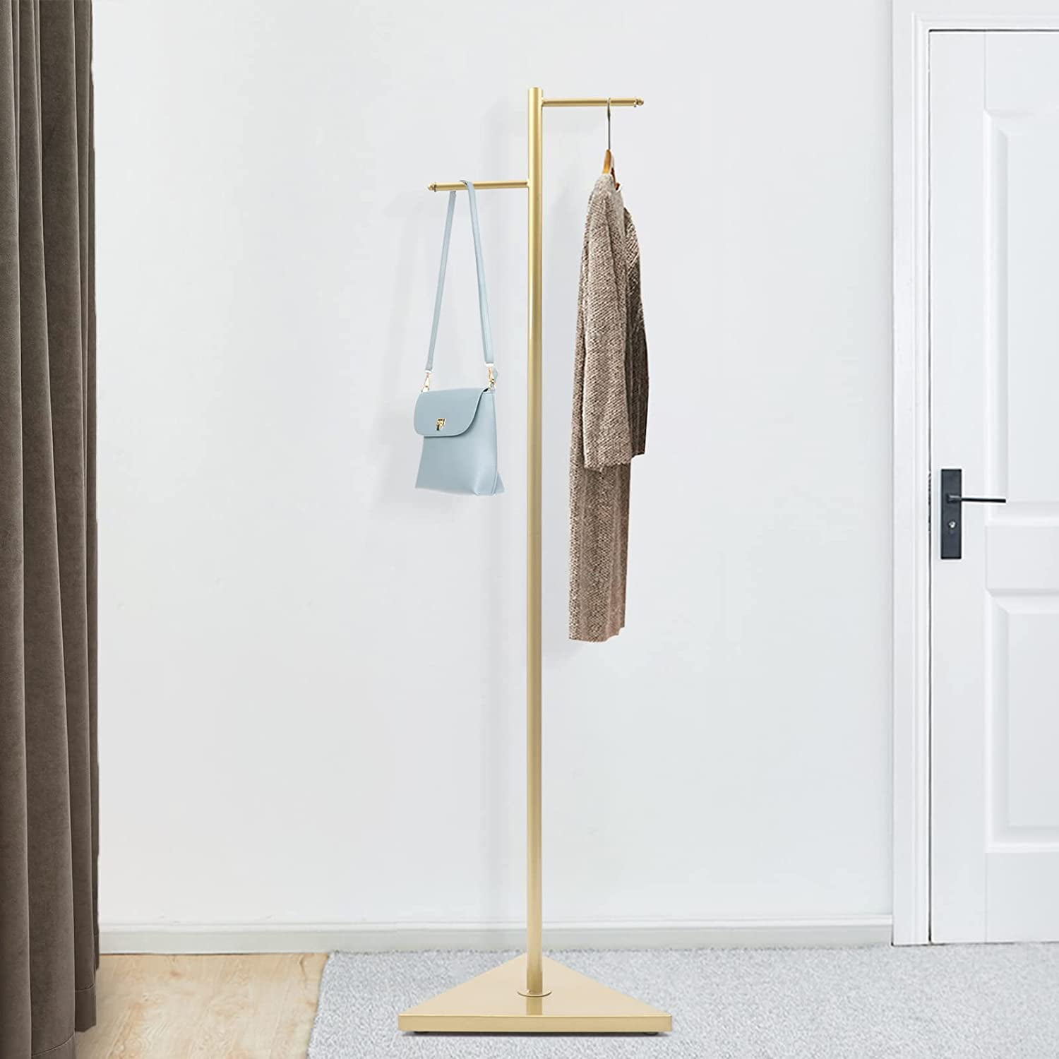 Free-Standing Metal Coat Rack Hat Hanger Hall Tree Clothes Rack with ...