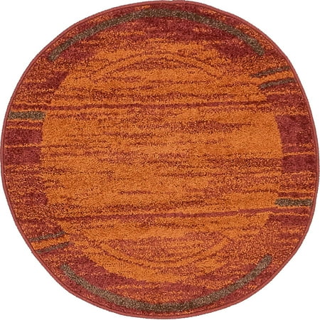 Unique Loom Autumn Collection Border Casual Rustic Warm Toned Round Rug ...