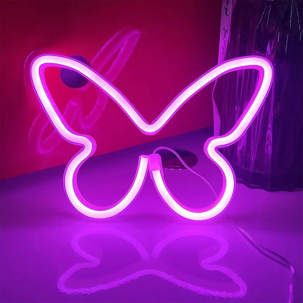LED Neon Light 5V USB/Battery Powered Neon Sign Illuminated Butterfly ...