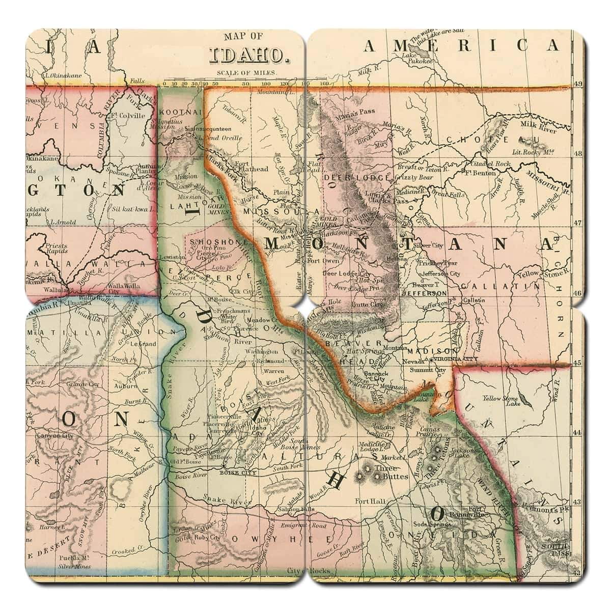 Idaho Old World Map Coaster - Walmart.com