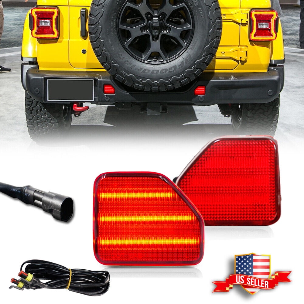 GTINTHEBOX 2x Red Lens Full LED Rear Bumper Reflector Lights Kit For 18 ...