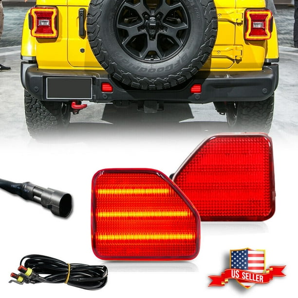 GTINTHEBOX 2x Red Lens Full LED Rear Bumper Reflector Lights Kit For 18 ...