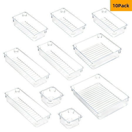 Cheers 10Pcs Multifunctional Clear Desk Drawer Storage Organizer Tray ...