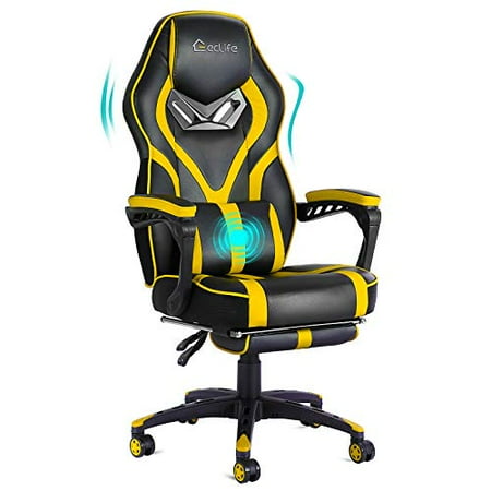 eclife Gaming Chair Office Yellow Computer Chair Game Video Chair High ...