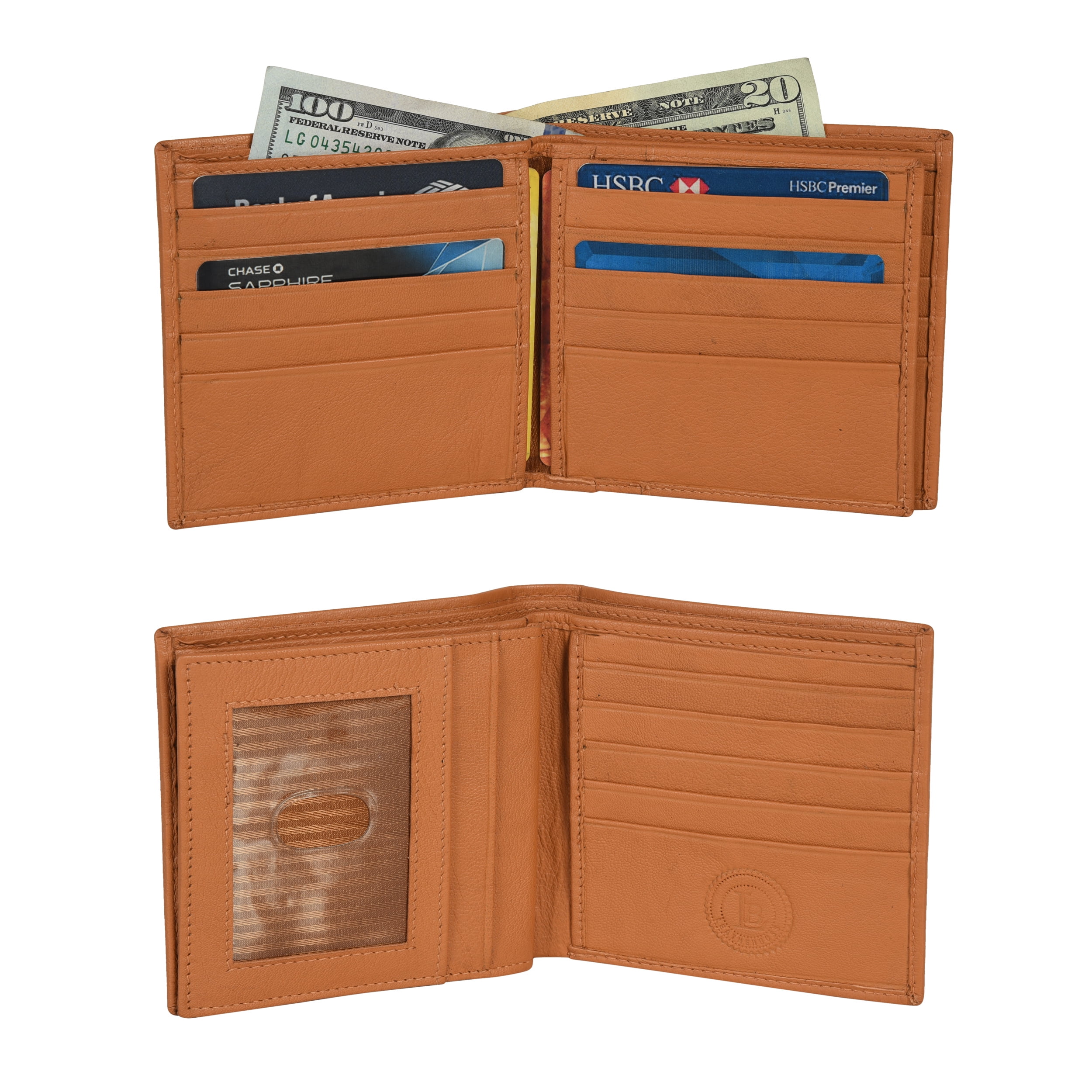 RFID Blocking Premium Soft Leather Men's Multi Card Compact Center Flip ...