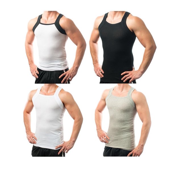 Different Touch 4 Pack Men's G-Unit Style Square Cut Muscle Rib Tank ...