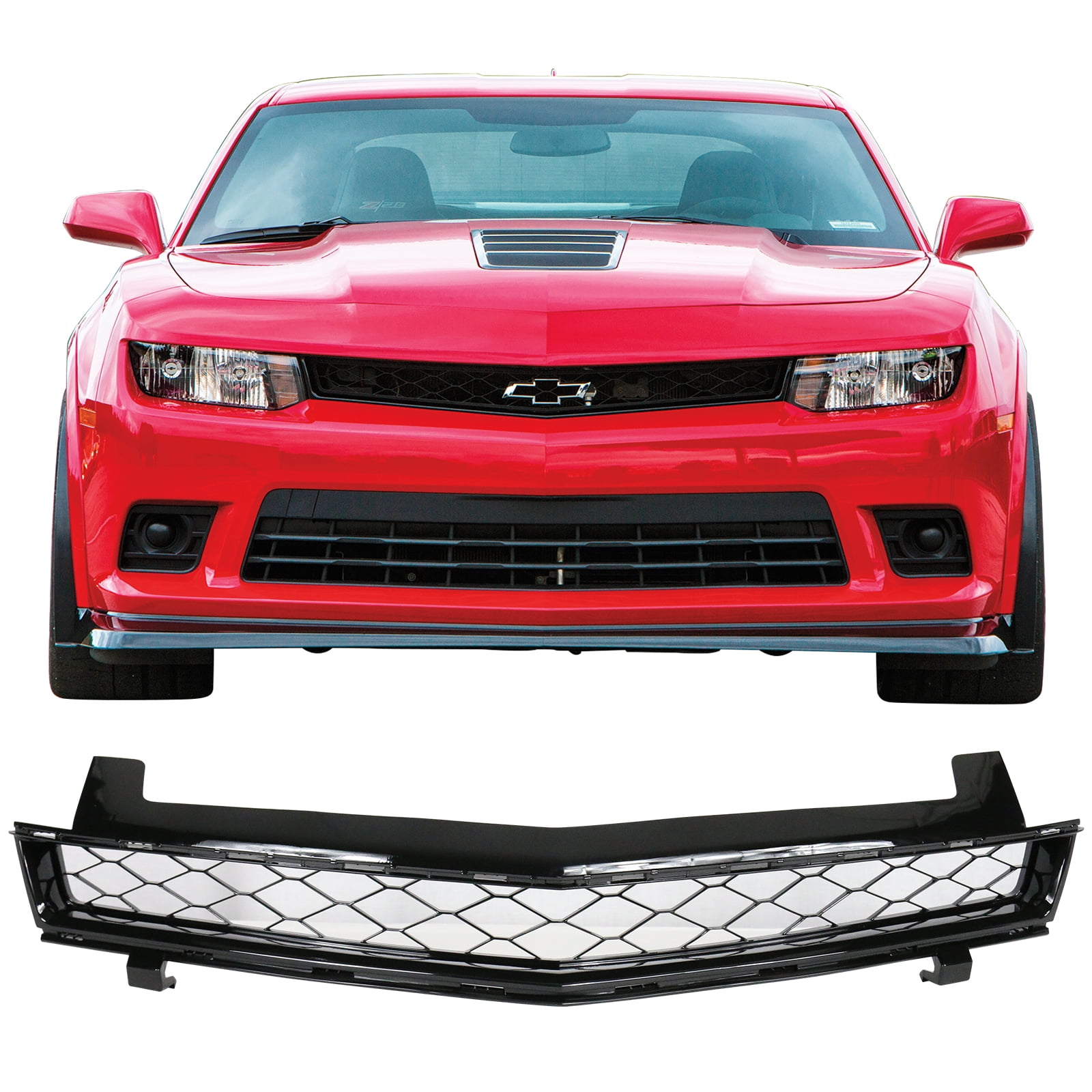 Ikon Motorsports Grille - Fits 14-15 Chevy Camaro Z28 Type Front Upper ...