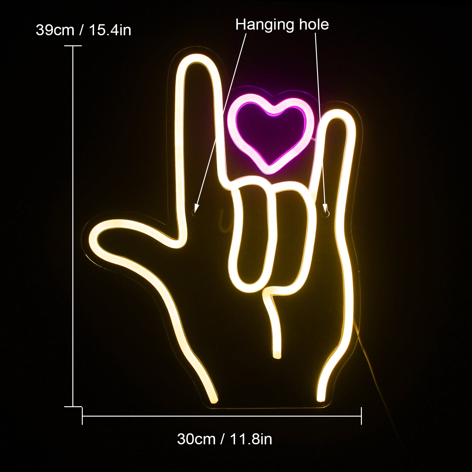 Buy Wanxing Finger Heart Neon Signs Premium K Pop Heart Hand Led Sign Pink And Warm White K