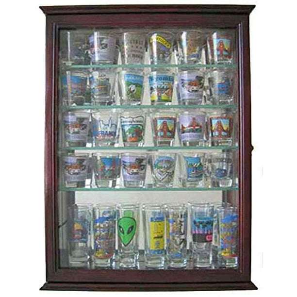36 Shot Glass Display Case Wall Cabinet Holder Rack with glass door ...