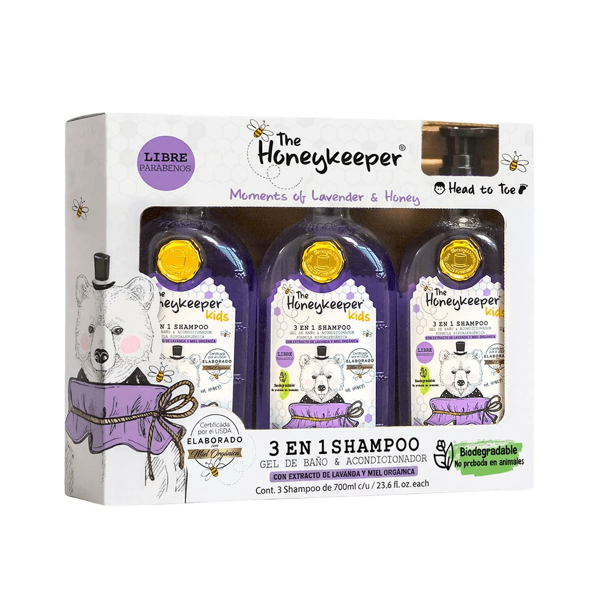 The Honeykeeper Shampoo 3 en 1 con Lavanda 3 pzas de 700 ml | Walmart ...