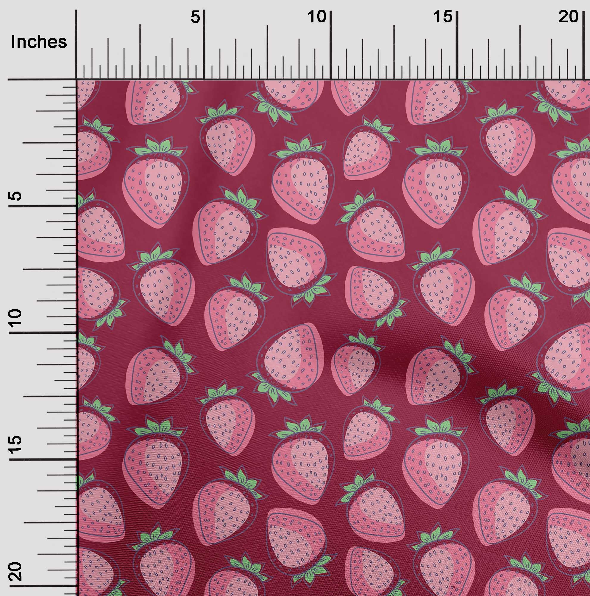 oneOone Silk Tabby Bright Crimson Red Fabric Strawberry Fruit Sewing ...