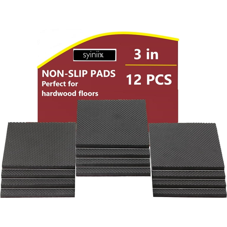 Syiniix 12pcs Non Slip Furniture Pads 3 inch Furniture Grippers Non Skid for Furniture Legs Self Adhesive Rubber Feet Furniture Feet Anti Skid Furniture
