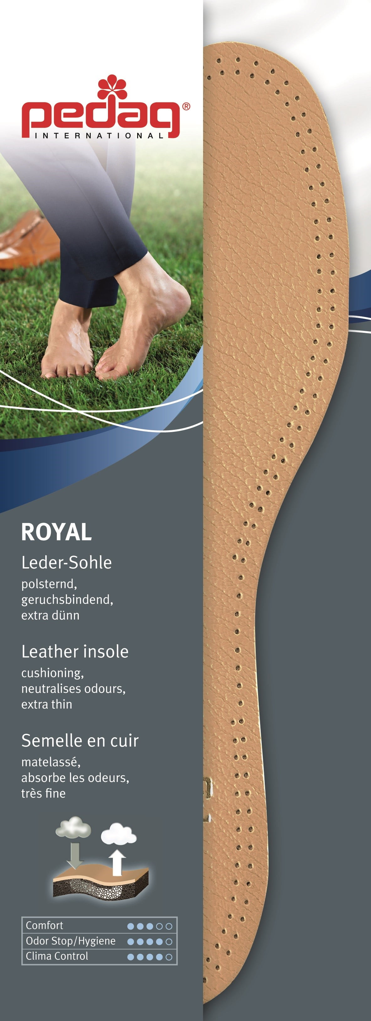 Pedag Royal Insole with Carbon Filter and Latex Foam Padding, Tan ...