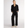 Scoop Womens Cozy Stretch Funnel Neck Zip Up Sweatshirt Sizes Xs Xxl