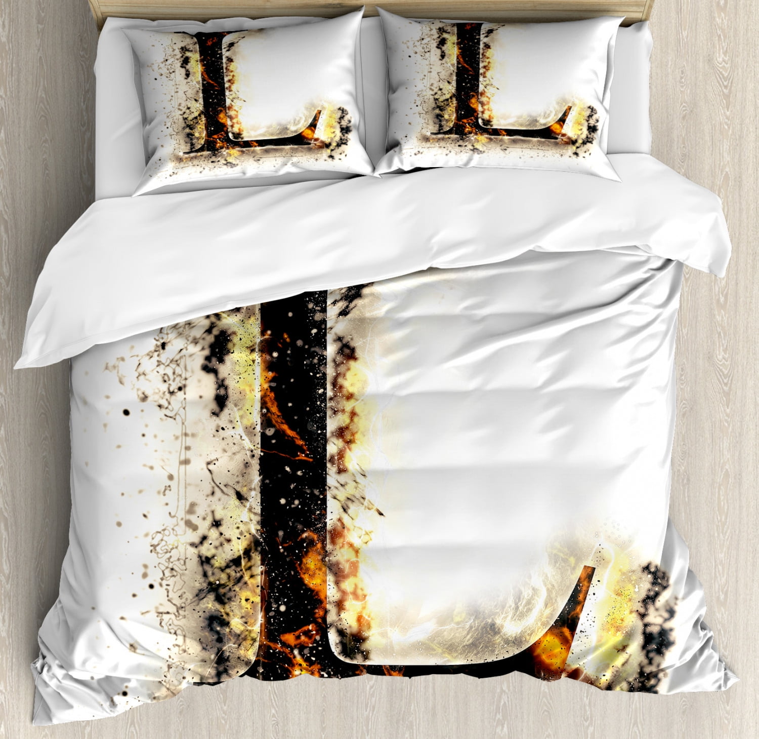 Letter L King Size Duvet Cover Set, Fire Letter Capital L Alphabet ...