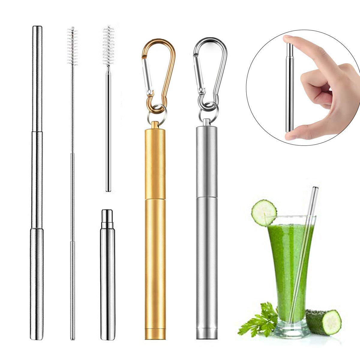 Collapsible reusable metal straws, Reusable Mini smoke tube metal ...