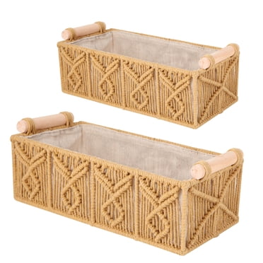 BlueMake Large Decorative Wicker Storage Baskets with Lids, Set of 2 ...